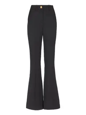 Balmain Flared Tailored Trousers With Gold Button Detail - Black