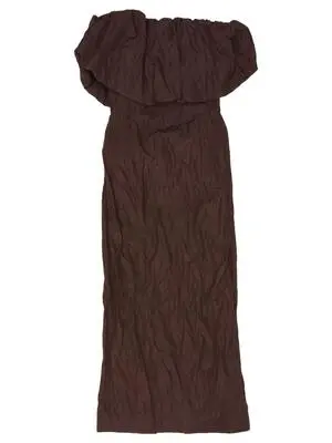 Magda Butrym Ruffled Strapless Maxi Dress With Back Slit - Brown