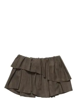 Acne Studios Short Pleated Wool Skirt - Brown/black