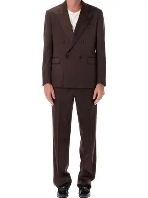 LARDINI Double-breasted Peak-lapel Suit - Brown