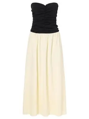 Faithfull The Brand Gathered-detail Midi Dress - Black