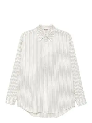 Auralee Cotton And Silk Striped Shirt - Grey