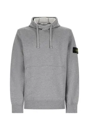 Stone Island Logo Patch Hooded Sweatshirt - Grey