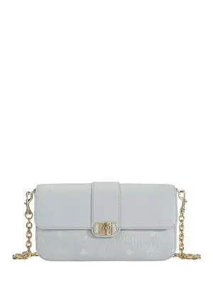 Mcm Logo Buckle Shoulder Bag - Gray