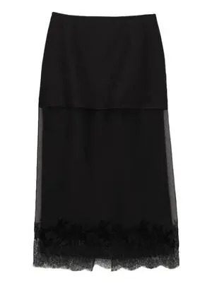 Carven Sheer Lace Skirt - Deep Black