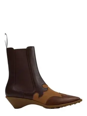 Camper Leather And Nubuck Ankle Boots With Pointed Toe - Brown