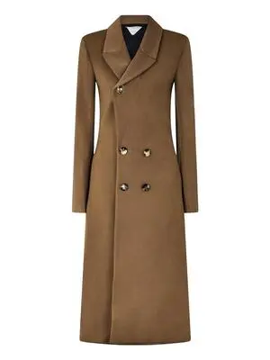Bottega Veneta Notched Lapel Long Overcoat - Brown