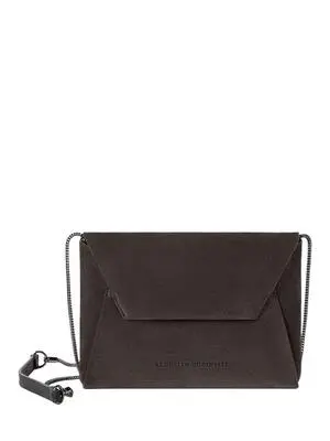 Brunello Cucinelli Duo Pochette In Suede - Pepper