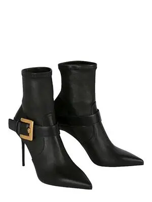 Balmain Anthem Stretch Leather Ankle Boots - Black