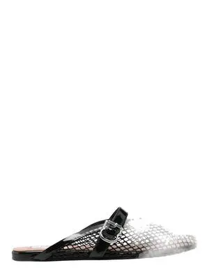 Alaïa Mesh Flat Sandals With Adjustable Buckle Strap - Black