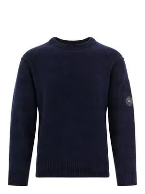 C.P. COMPANY Crewneck Knit Sweater With Sleeve Lens Badge - Total Eclipse
