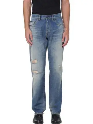 Dolce & Gabbana Straight Fit Mid-rise Distressed Denim Jeans With Worn Effect - Multicolor