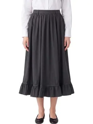 MAISON MARGIELA Ruffled Hem Midi Skirt - Grey