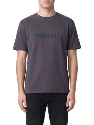 Premiata Cotton Crewneck T-shirt With Contrast Logo And Dropped Shoulders - Grey