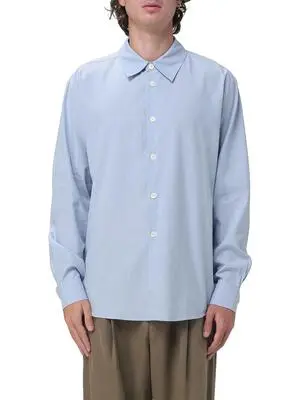Our Legacy Casual Lyocell And Cotton-blend Shirt With French Collar Blue