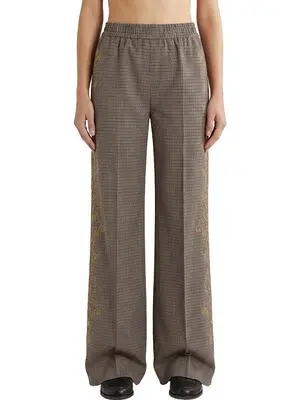 TWINSET Wide Leg Pants With Embroidered Detailing - Brown