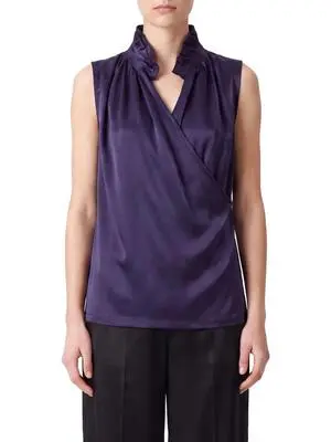 Liviana Conti Sleeveless Draped Wrap Top - Blue