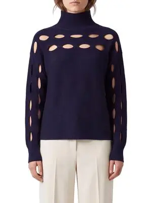 Liviana Conti Ribbed Knit Cut-out Sweater - Blue