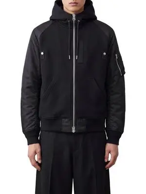 Sacai Zip-up Hoodie With Contrast Sleeves - Black