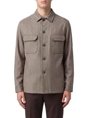 Tagliatore TAGLIATORE Textured Shirt Jacket Brown