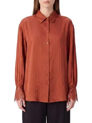 TWINSET Button-up Shirt With Lace Detail - Cherry