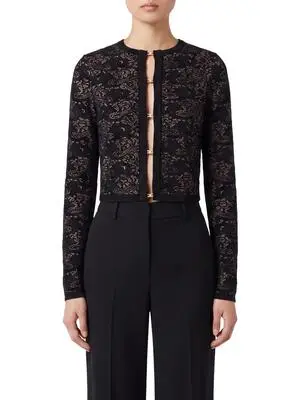 Elisabetta Franchi Lace Cropped Cardigan - Black