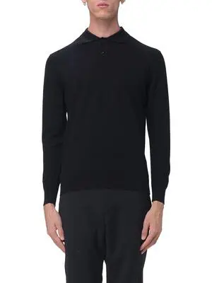 DIANA STUDIO Long-sleeved Knit Cotton Polo With Ribbed Collar - Black