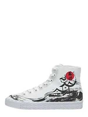ANTA Canvas High Top Sneakers - White/black/red