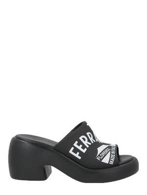 FERRAGAMO Rubber Slide Sandals With Block Heel - Black