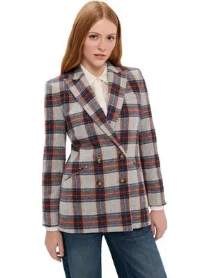 Veronica Beard Oria Dickey Jacket In Plaid - Heather Grey Multi