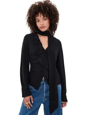 Tanya Taylor Amelia Crepe Top - Black