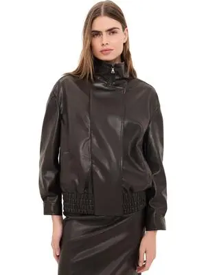 ENZA COSTA Enza Costa Oversized Faux Leather Bomber Jacket