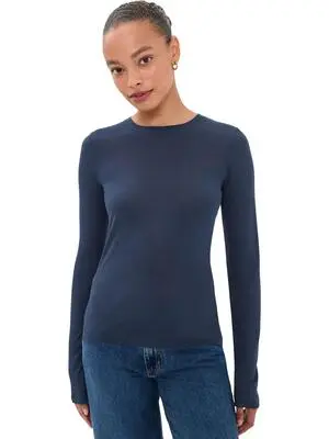 LA LIGNE Long Sleeve Feather Weight Tee - Navy