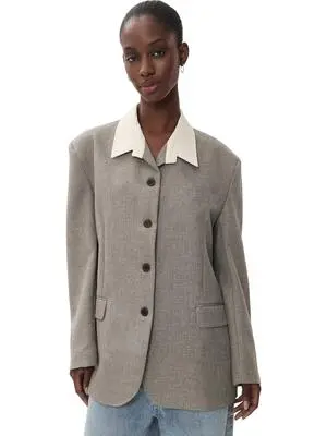 Source Unknown Suki Collar Blazer - Grey