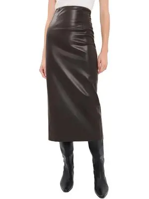 Enza Costa Faux Leather High Waist Curve Skirt - Coffee