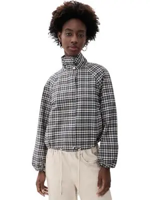 Rails Blake Checked Technical Weave Funnel Neck Jacket - Mini Check