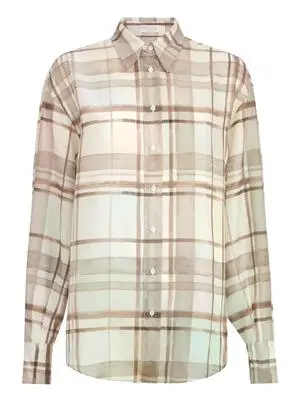 Brunello Cucinelli Silk Macrocheck Shirt - Neutrals