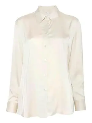 Imperial Belted Satin-finish Shirt - Neutrals