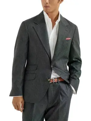 Brunello Cucinelli Virgin-wool Flannel Deconstructed Cavallo Blazer - Grey