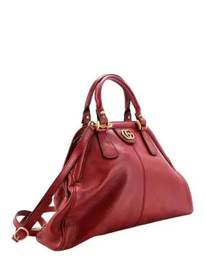 Gucci Leather Medium Satchel Top Handle Bag - Red
