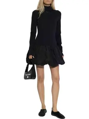 OFF-WHITE Off-White Black High Neck Long Sleeve Mini Dress