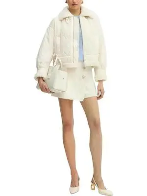 MORGAN Bouclé Frayed-edge Shorts - Neutrals