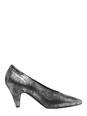 DEL CARLO Crackle-effect Pointed-toe Pumps - Silver