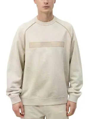 Hugo Relaxed-fit Cotton-terry Sweatshirt With Wide-set Logo - Neutrals