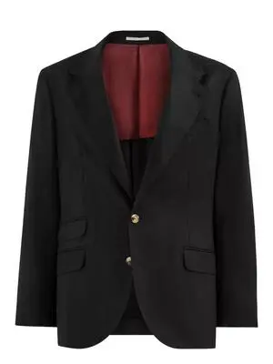 Brunello Cucinelli Virgin-wool Flannel Deconstructed Cavallo Blazer - Black