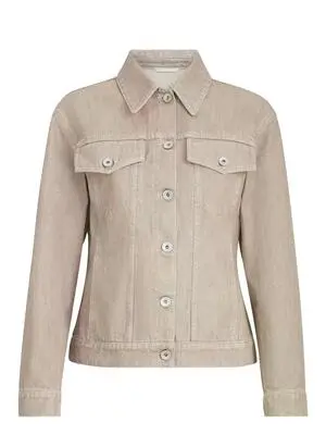 BRUNELLO CUCINELLI Brunello Cucinelli Beige Lamé Denim Four-Pocket Outerwear Jacket With Monili