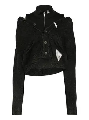 Mihara Yasuhiro Layered Knit Cardigan - Black