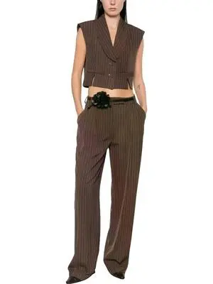 Imperial Pinstriped Cotton Trousers - Brown