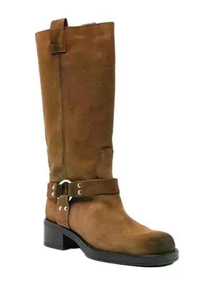 GISEL B Harness Detail Square-toe Boots - Brown