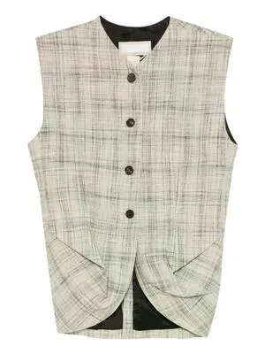 LITKOVSKA Check-pattern Draped Vest - Neutrals